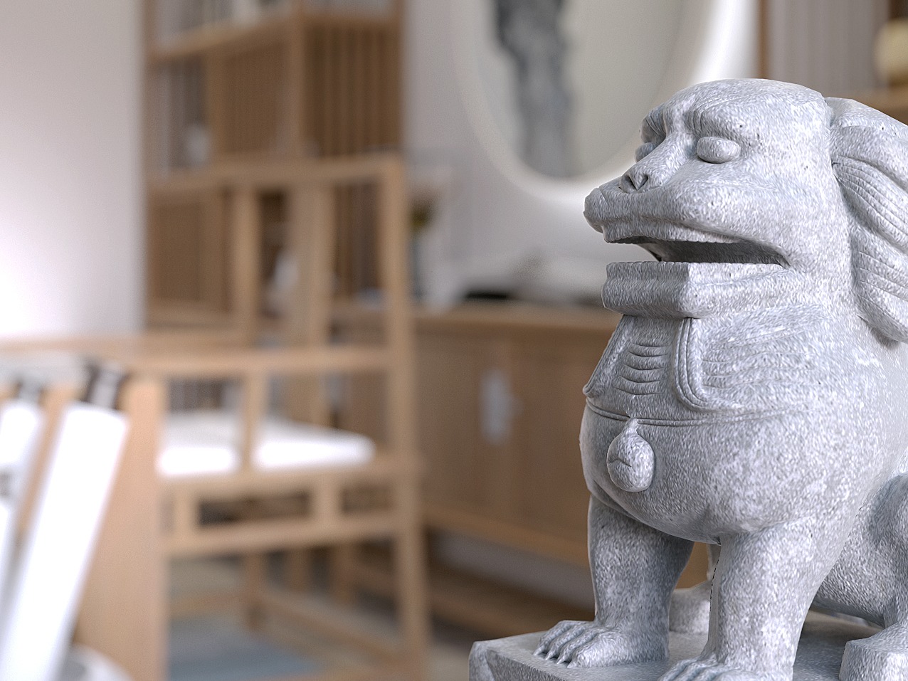 写实效果图：中式书房_yujie_78-站酷ZCOOL