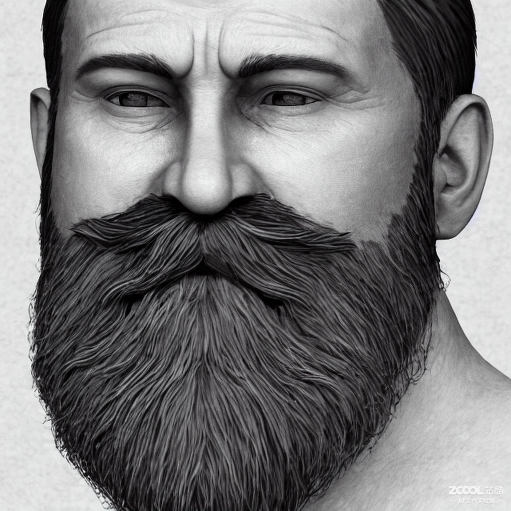 #AI创作实验室#他四十多岁,全身、结实,下巴上浓密的络_xzstudio-站酷ZCOOL
