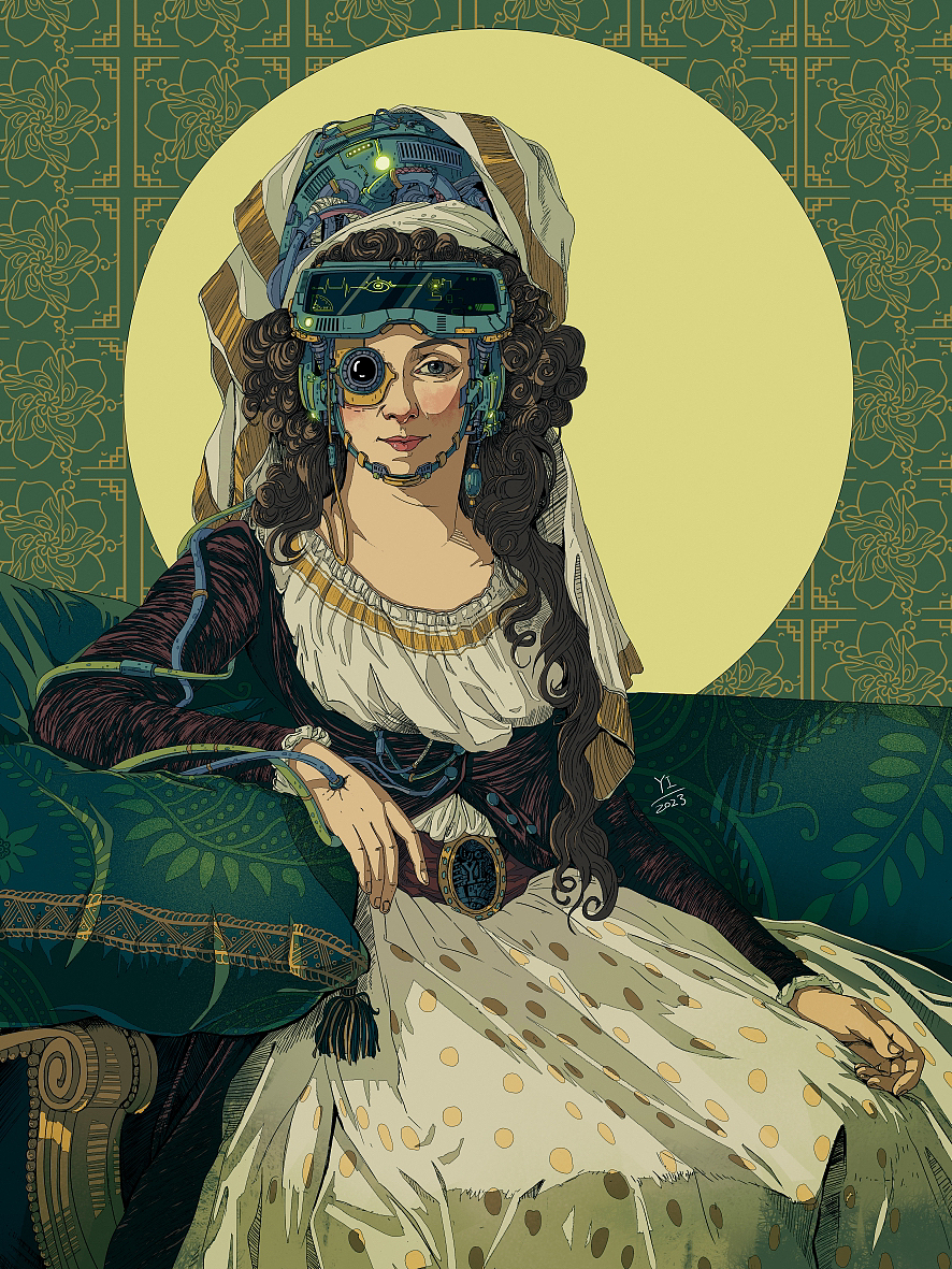 插画-古典中世纪人物结合赛博朋克插画合集_YI翼-站酷ZCOOL