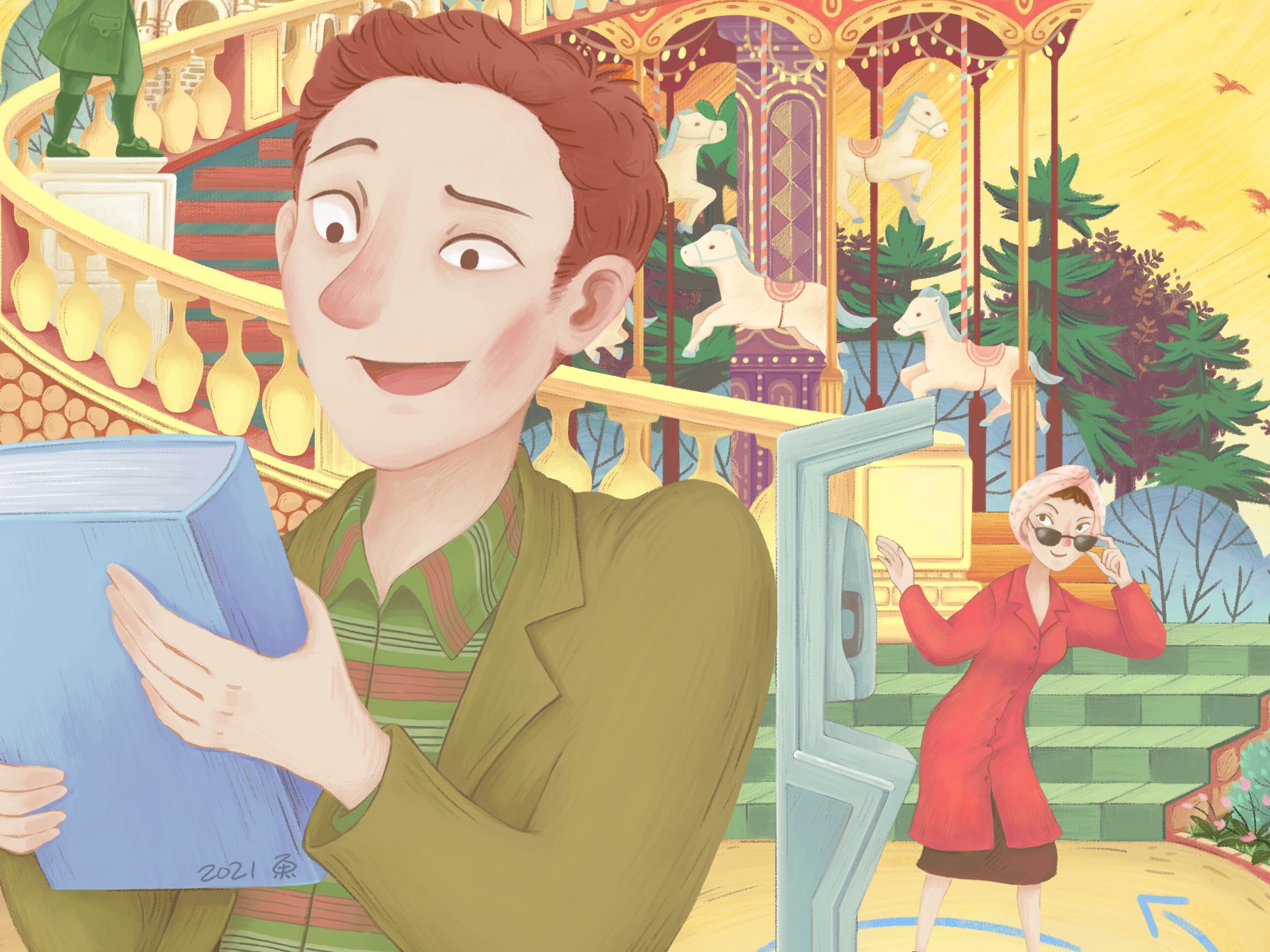 电影《天使爱美丽》，插画风格练习_魚知否AYU-站酷ZCOOL