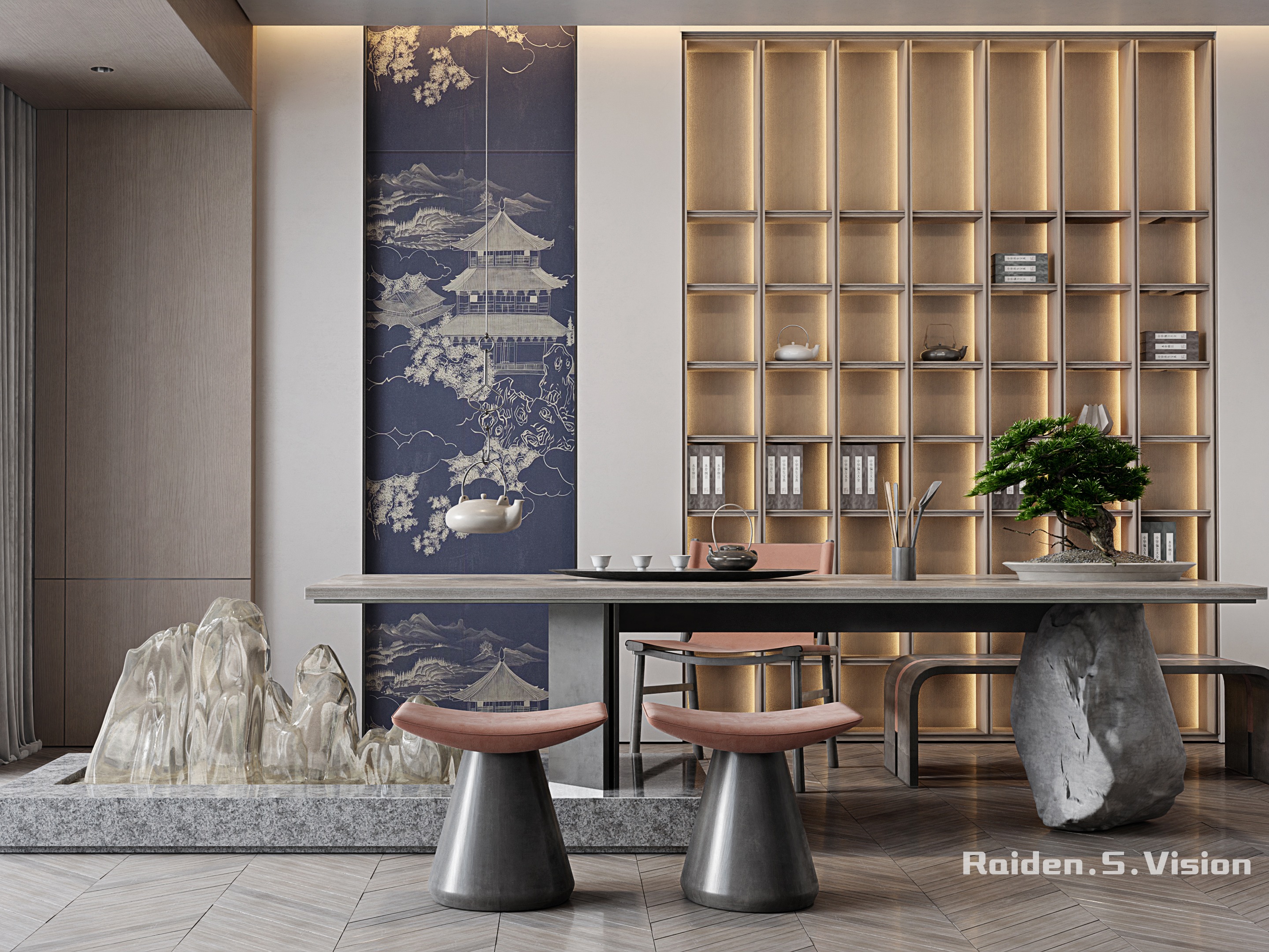 新中式茶室&客厅_RaidenS高光艺设-站酷ZCOOL