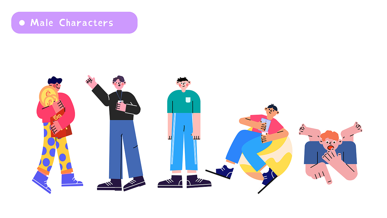 扁平人物插画第一版_HAHA奥-站酷ZCOOL