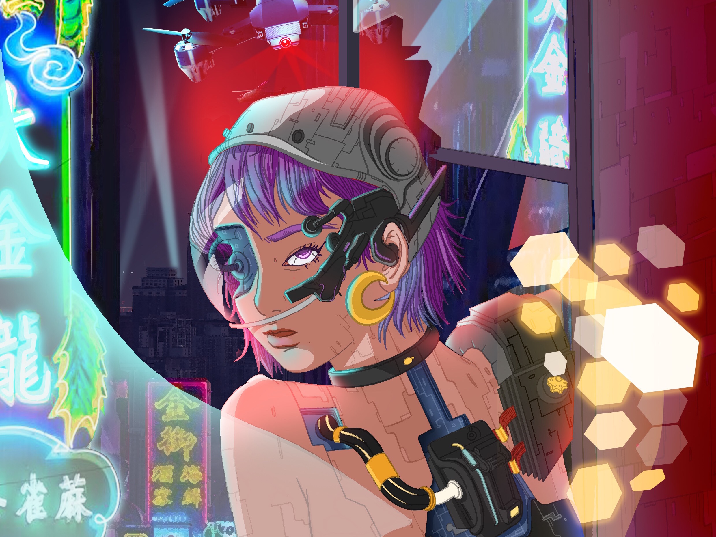 赛博朋克系列插画 | 【通缉】_榴莲Liam-站酷ZCOOL