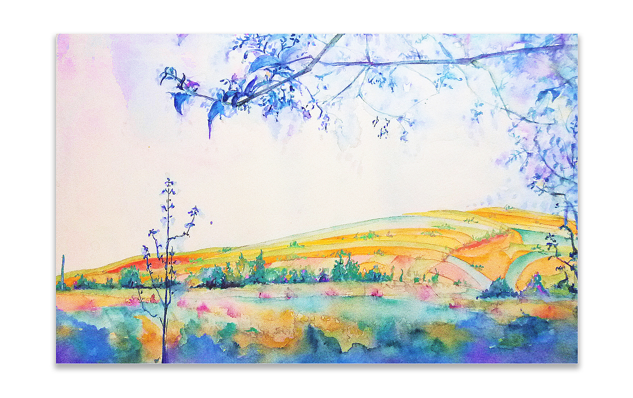 原创梯田水彩风景写生|插画|创作习作|vivi_tan_原创作品-站酷ZCOOL