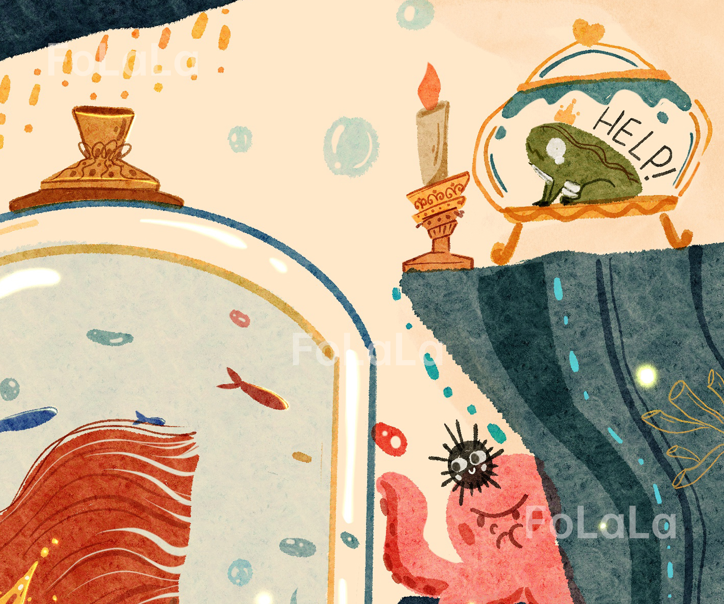 魔女系列07：原创插画-魔女水族馆_Folala一二-站酷ZCOOL