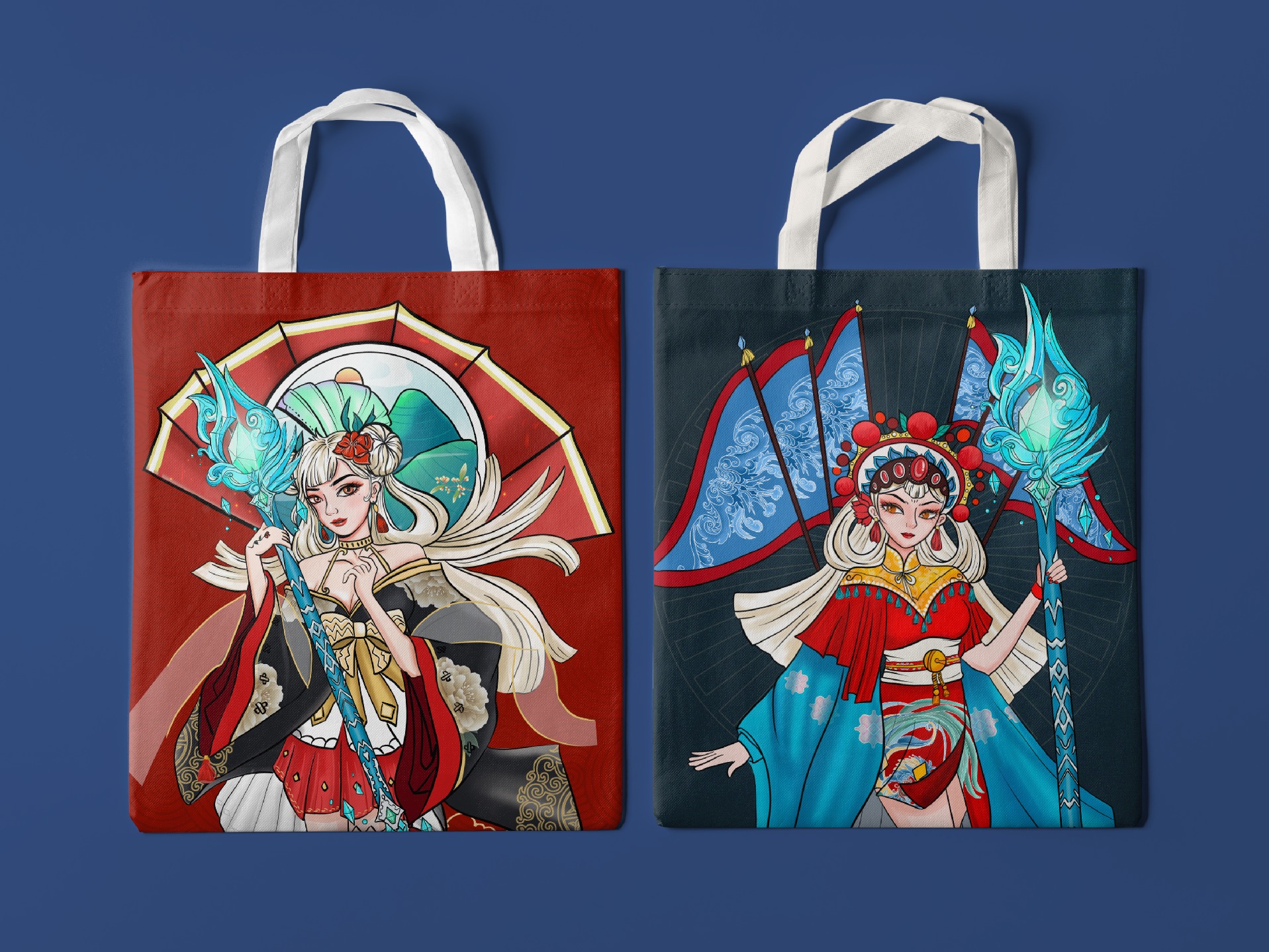 原创手绘国潮风格插画 国潮少女ip_Monna七-站酷ZCOOL