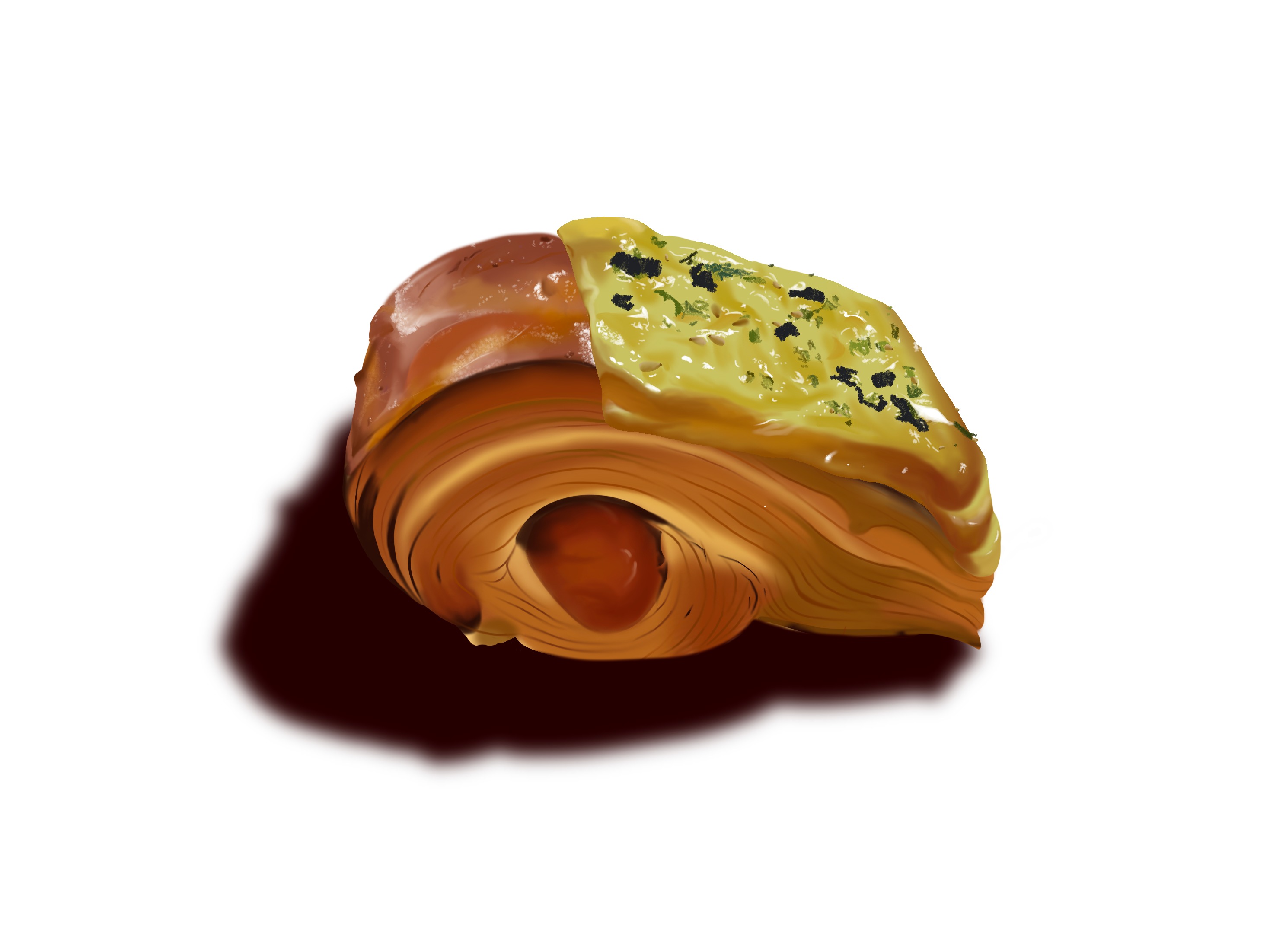 香肠可颂·面包_Eva笑-站酷ZCOOL