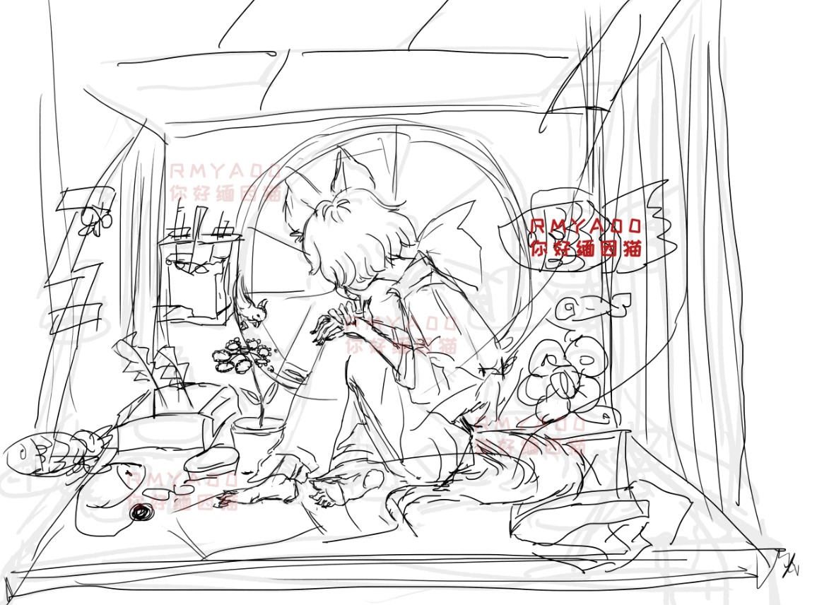 【画师繁星计划】活动-WEEK3你好缅因猫day2细致草稿_ramya00-站酷ZCOOL