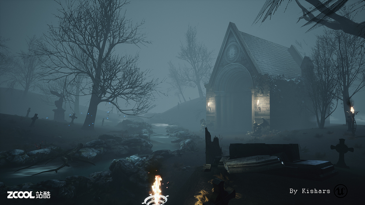 虚幻4墓地场景制作|三维|场景|kishars_原创作品-站酷ZCOOL