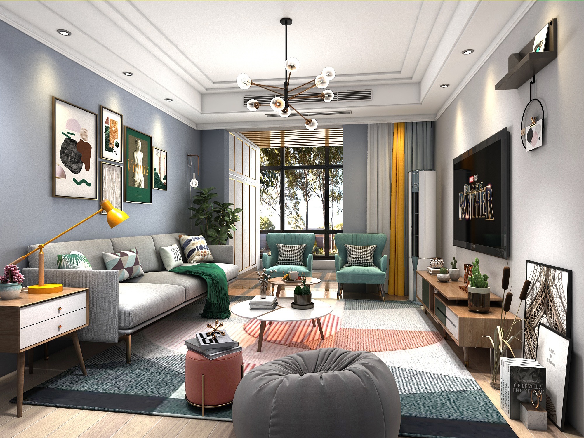 家装客厅+卧室，3DMAX+VR+PS_承接各种设计-站酷ZCOOL