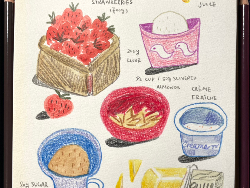 手绘食谱Vol.27 STRAWBERRY CRUMBLE_元气乔伊-站酷ZCOOL