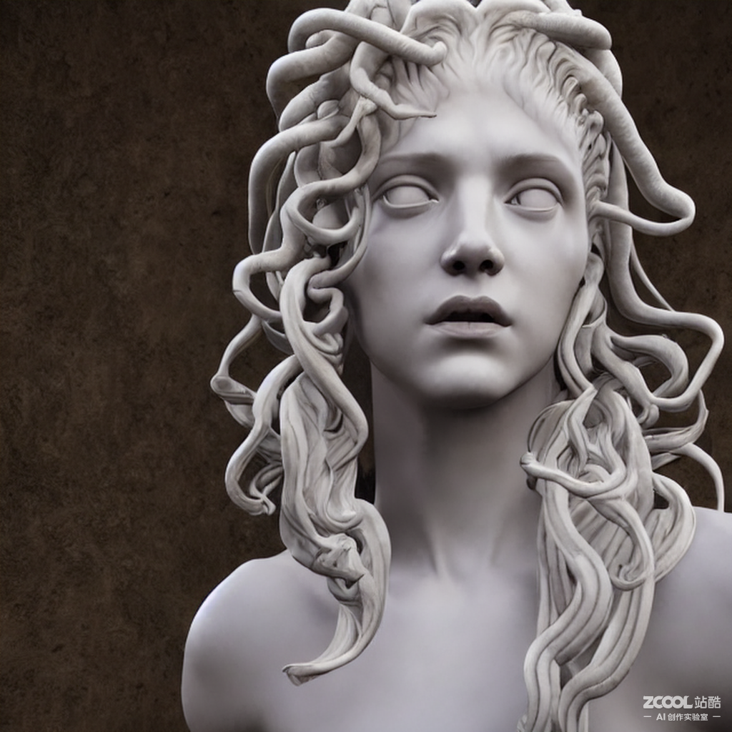 #AI创作实验室#美杜莎的白色大理石雕像_唐若木-站酷ZCOOL
