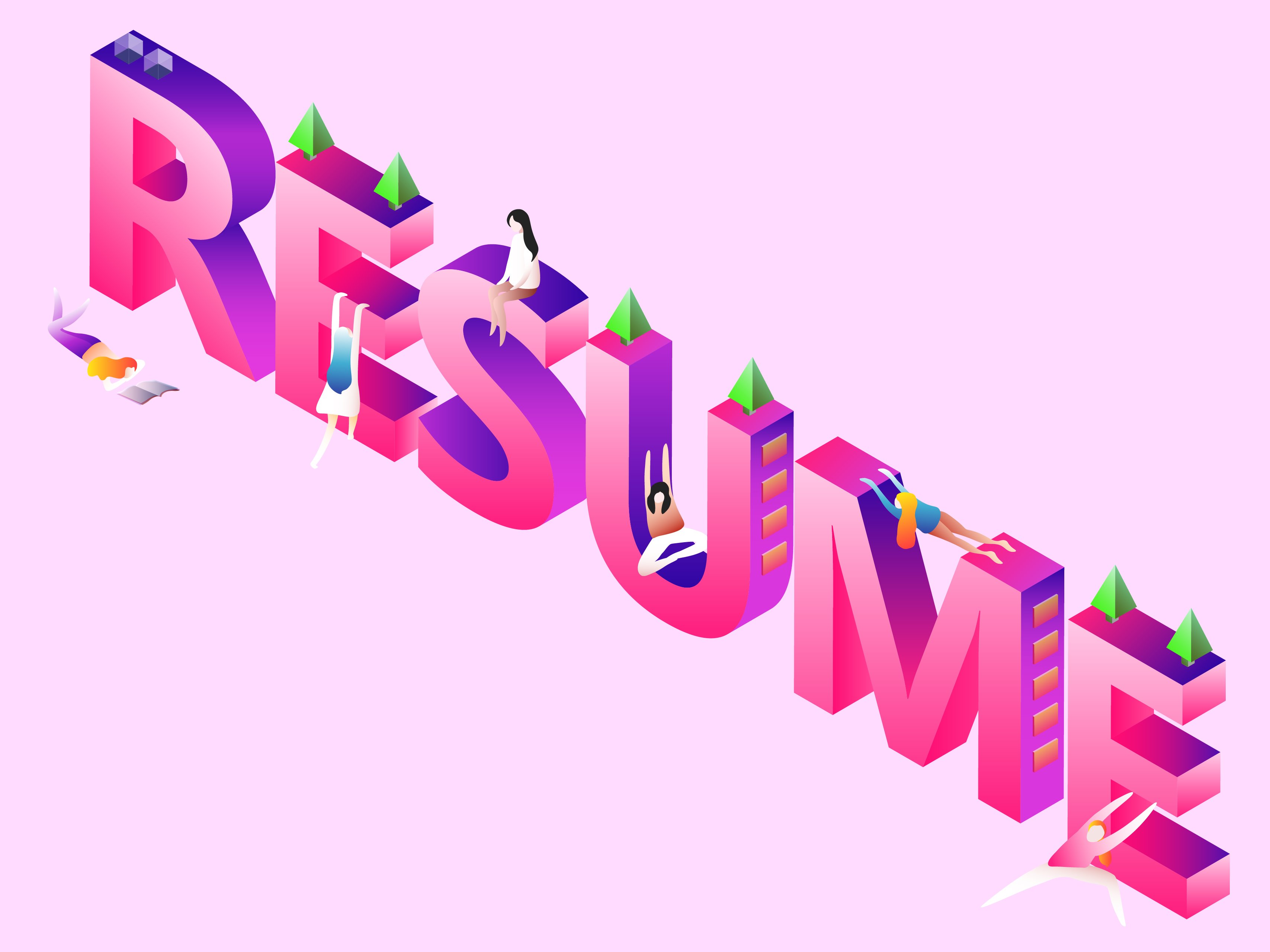 AI2.5d字母插画设计简历封面_junm3-站酷ZCOOL