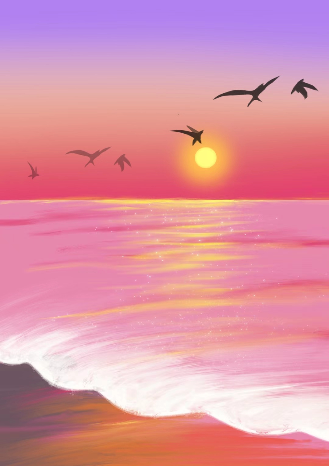 色彩速涂——粉红海_静溪盼盼-站酷ZCOOL