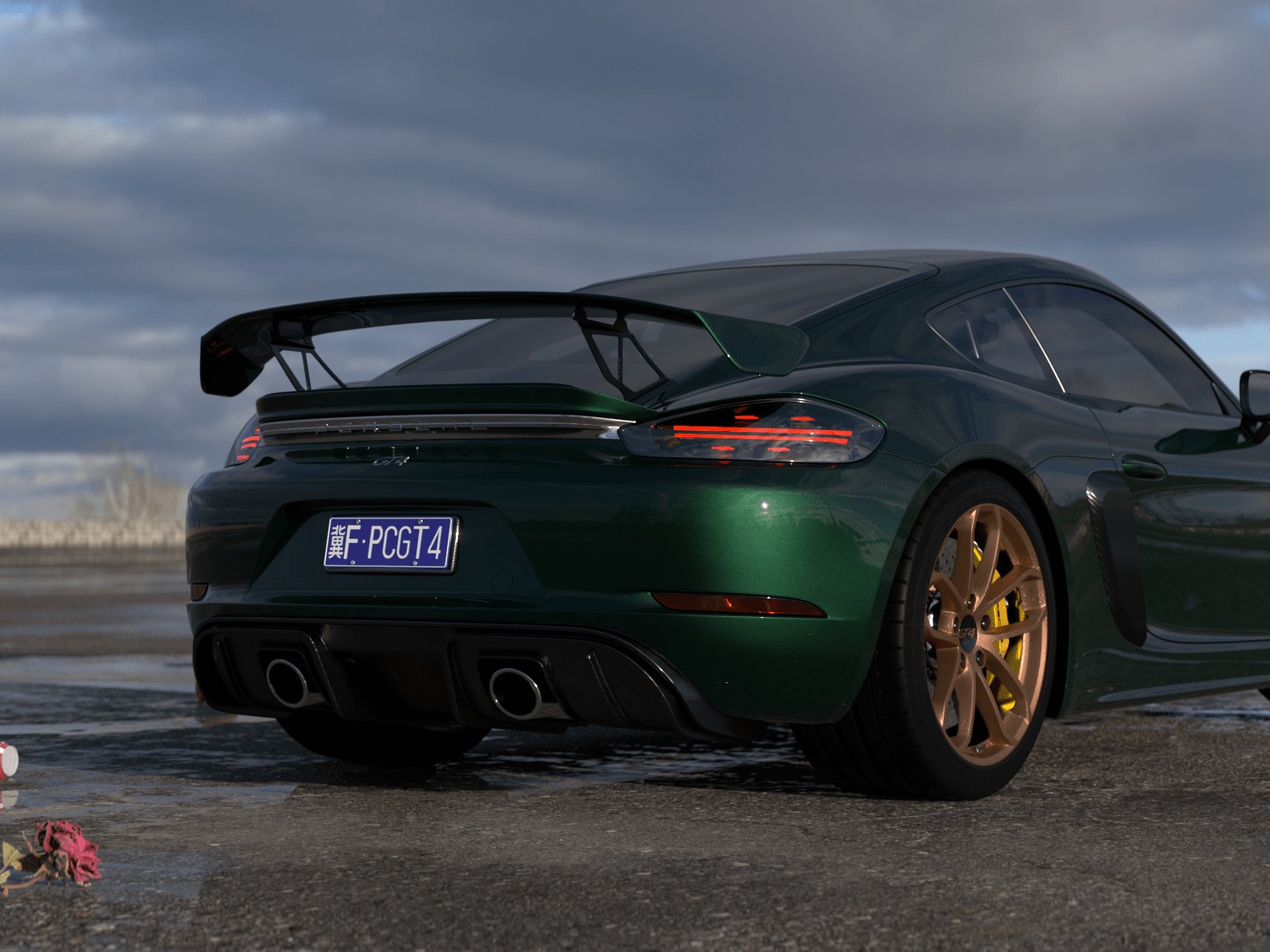Porsche Cayman GT4 CGI_今天作业有点多-站酷ZCOOL