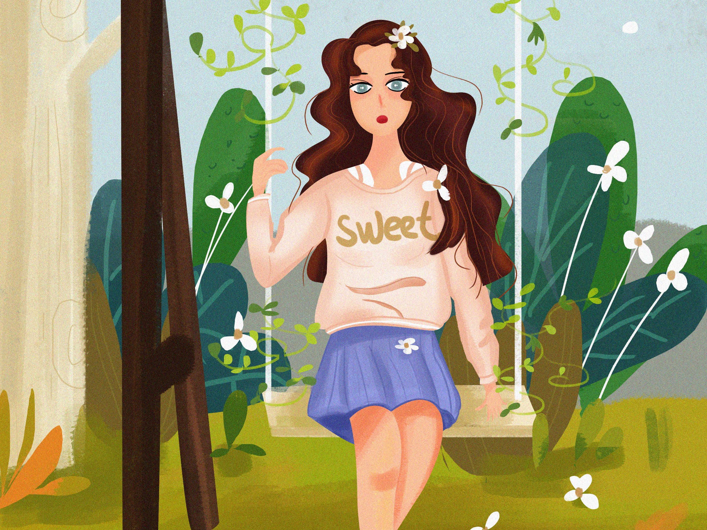 秋千少女_啊LLLL-站酷ZCOOL