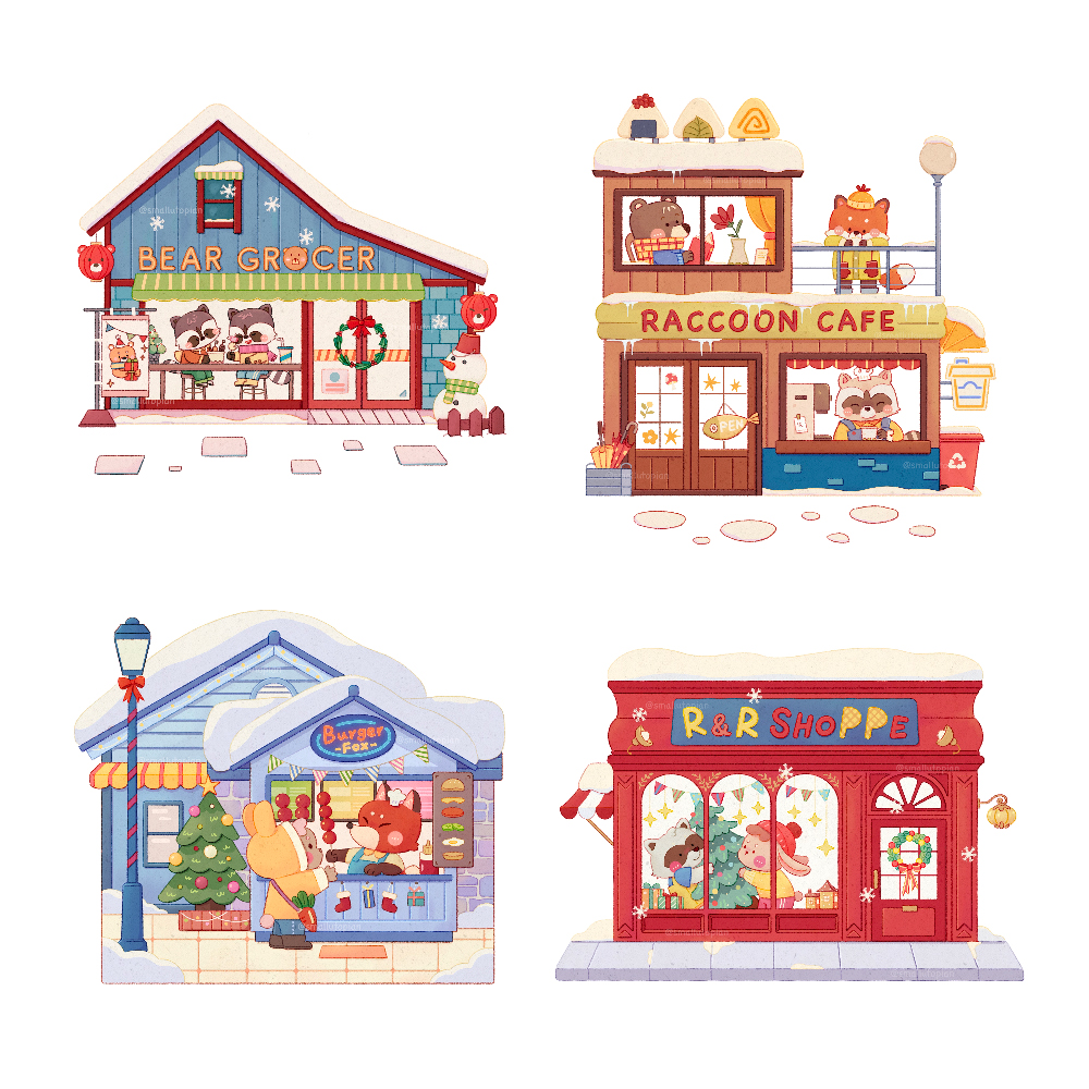 动物小镇——冬季篇_SmallUtopian-站酷ZCOOL