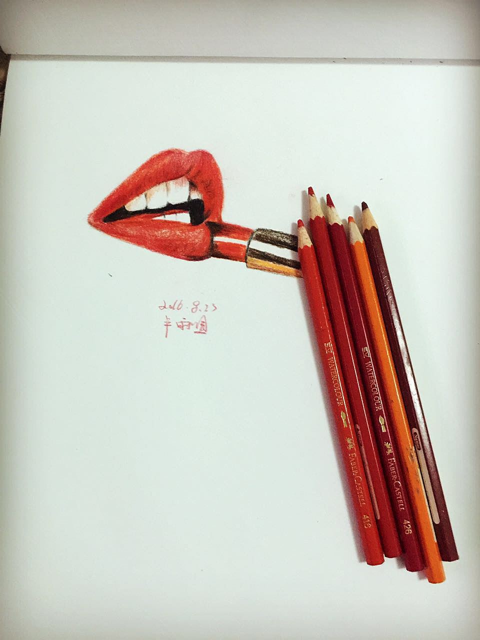 手绘红唇 烈焰红唇 彩铅嘴巴_富贵0818-站酷ZCOOL