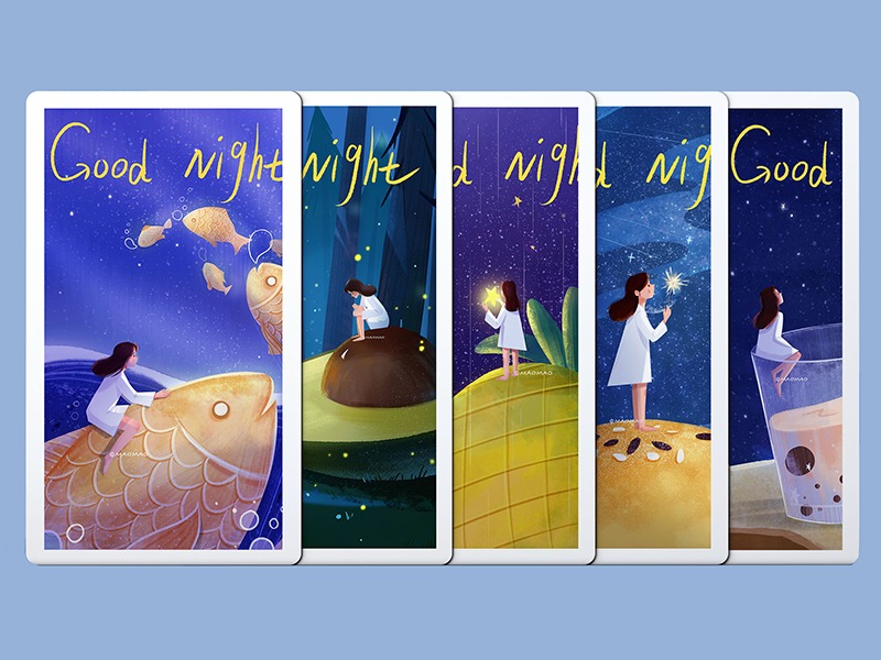 《Good Night》系列插画_QinMAoMao-站酷ZCOOL