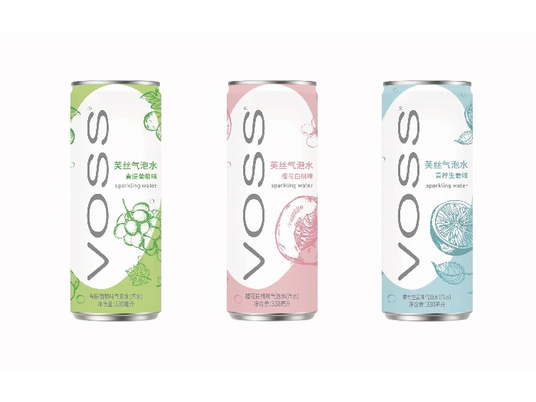 VOSS芙丝气泡水饮料包装插画设计青提葡萄青柠樱花白桃_马生肖ip-站酷ZCOOL