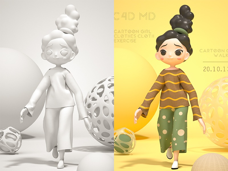 C4D-卡通人物服装-更新中~_文歆ZWL-站酷ZCOOL