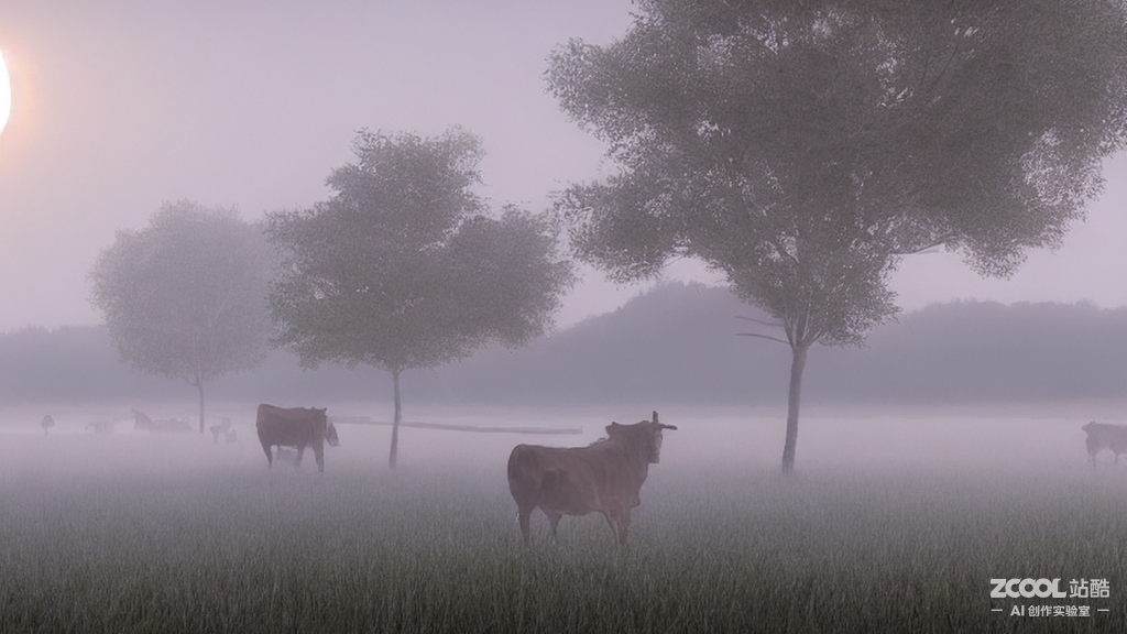#AI创作实验室#薄雾的清晨，赶牛的老人_Luyis_liu-站酷ZCOOL