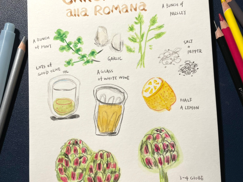 手绘食谱Vol.8 Carciofi alla Romana_元气乔伊-站酷ZCOOL