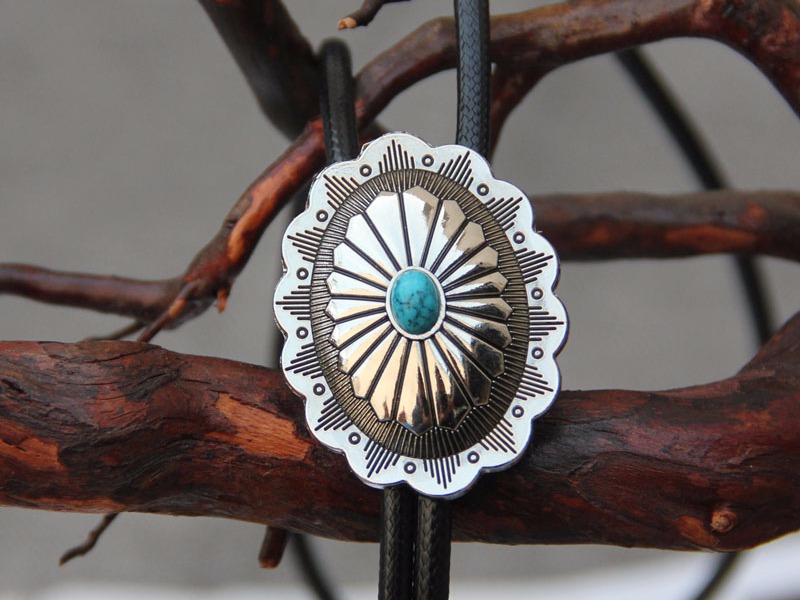 原创设计欧美民族风镶蓝松石男票礼物波洛领带bolo tie_尚圣原创工作室-站酷ZCOOL