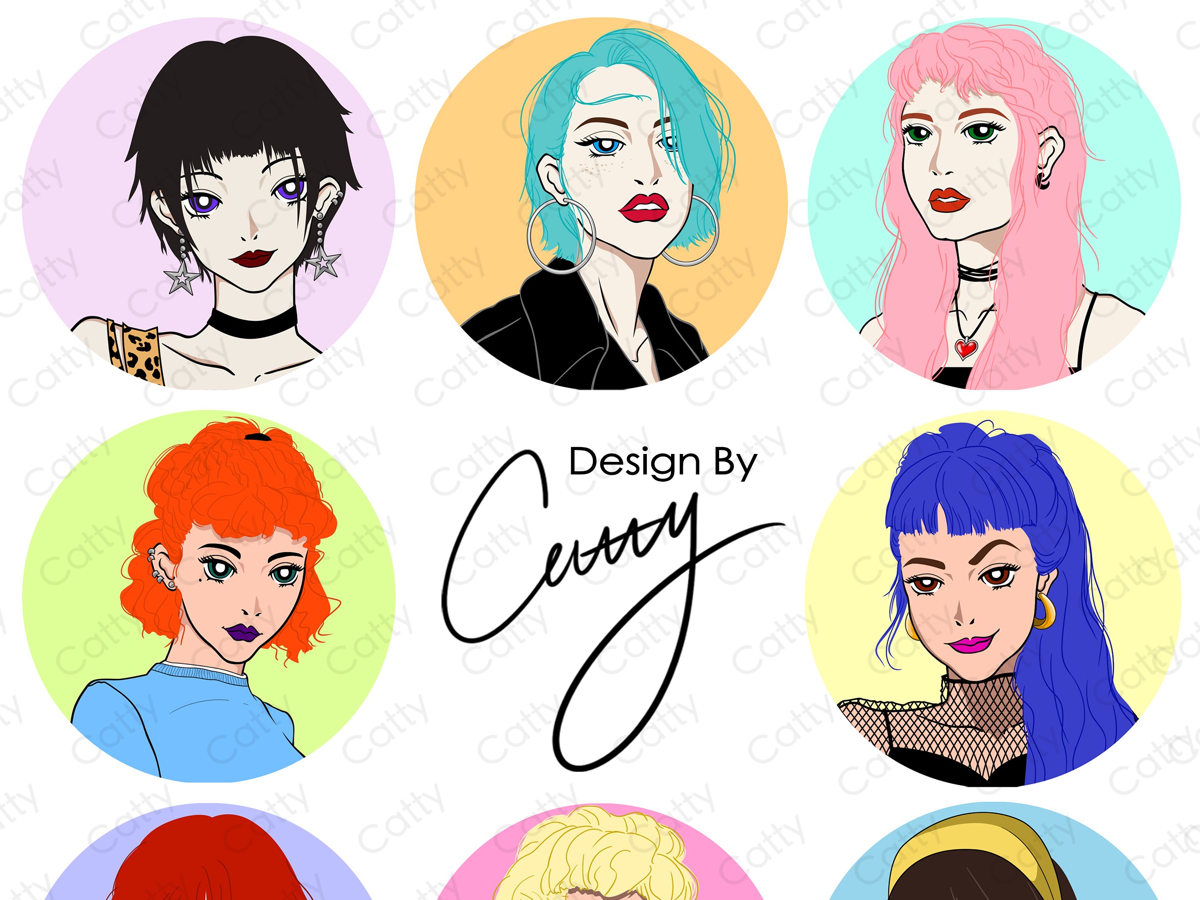 个性头像插画_Catty_Lin-站酷ZCOOL