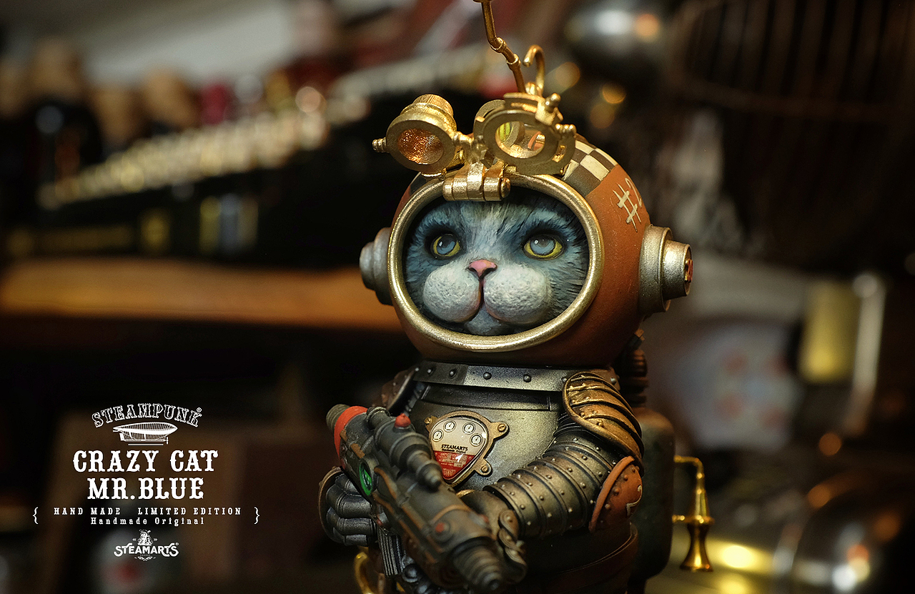 蒸汽工厂杀毒猫CRAZY CAT MR BLUE|手工艺|手办/模玩|项哲青steamarts_原创作品-站酷ZCOOL