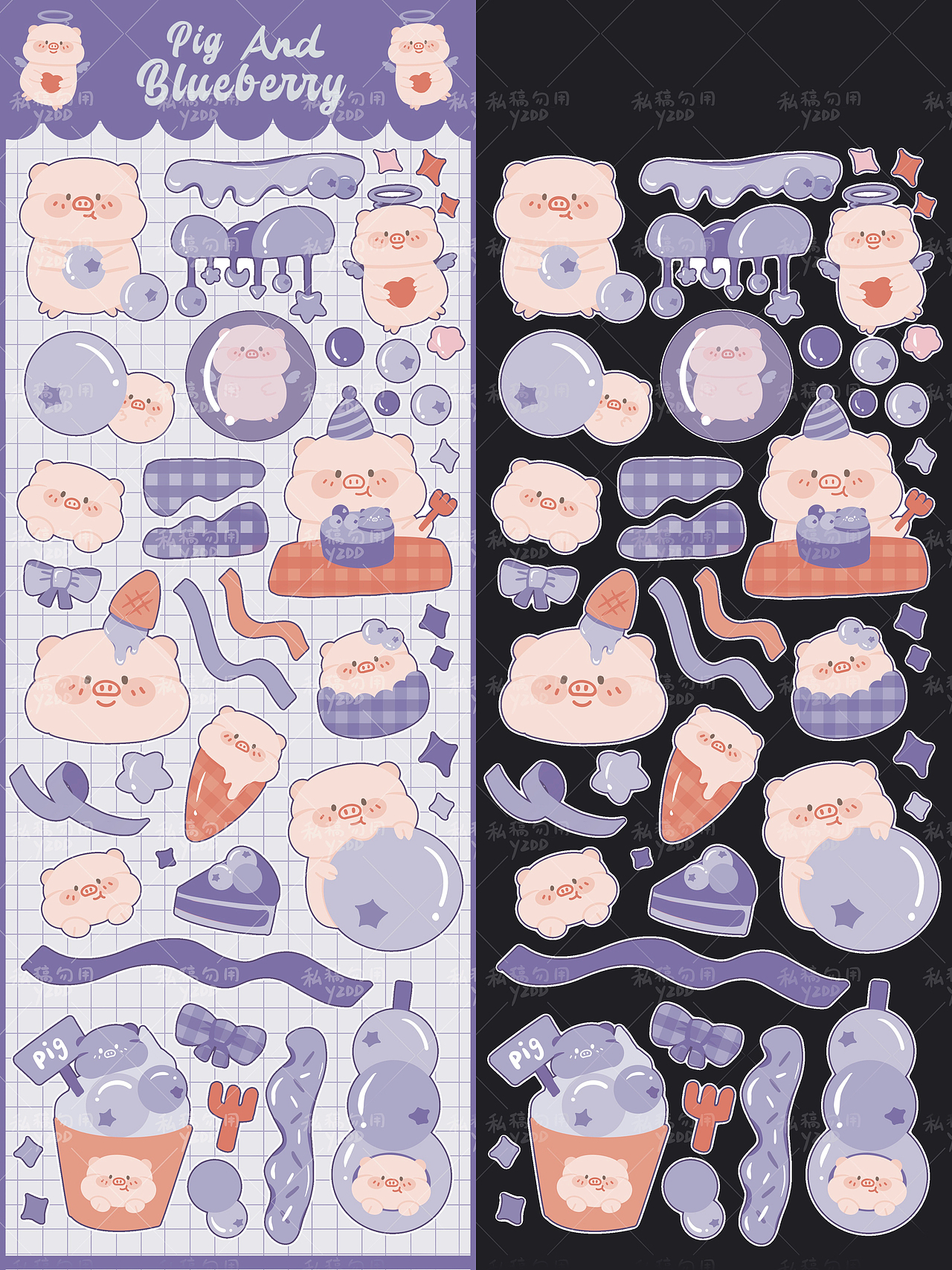 水果小猪系列咕卡贴_小E酱sama-站酷ZCOOL