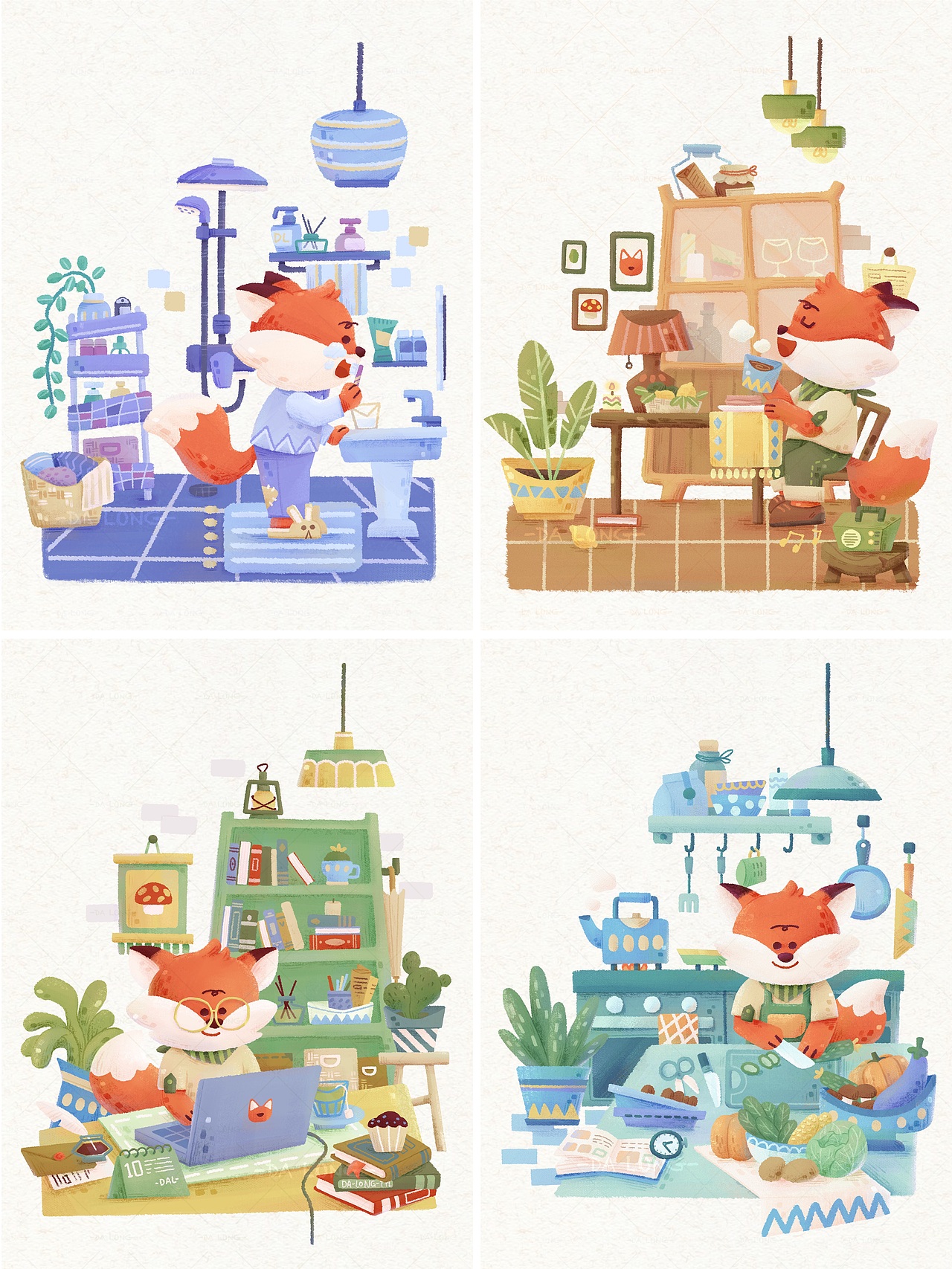 狐狸先生的日常1-8 | 小场景系列_大龙_Dalong-站酷ZCOOL