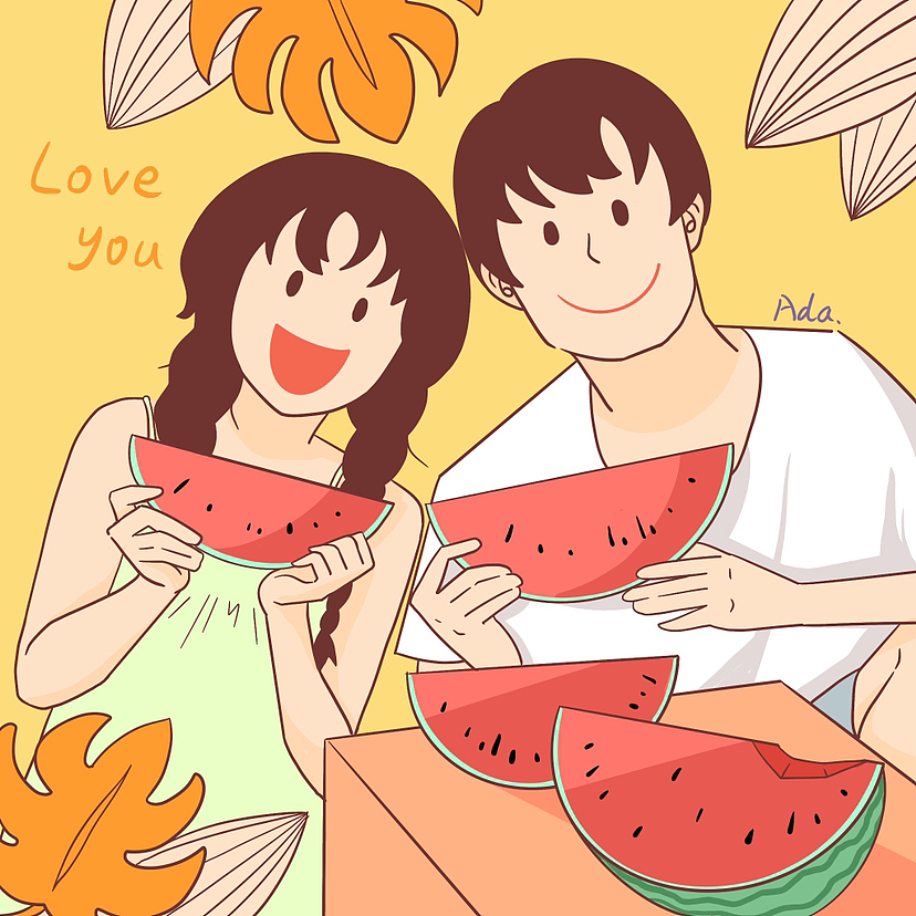 一组情侣纪念插画_管你西红柿ada-站酷ZCOOL