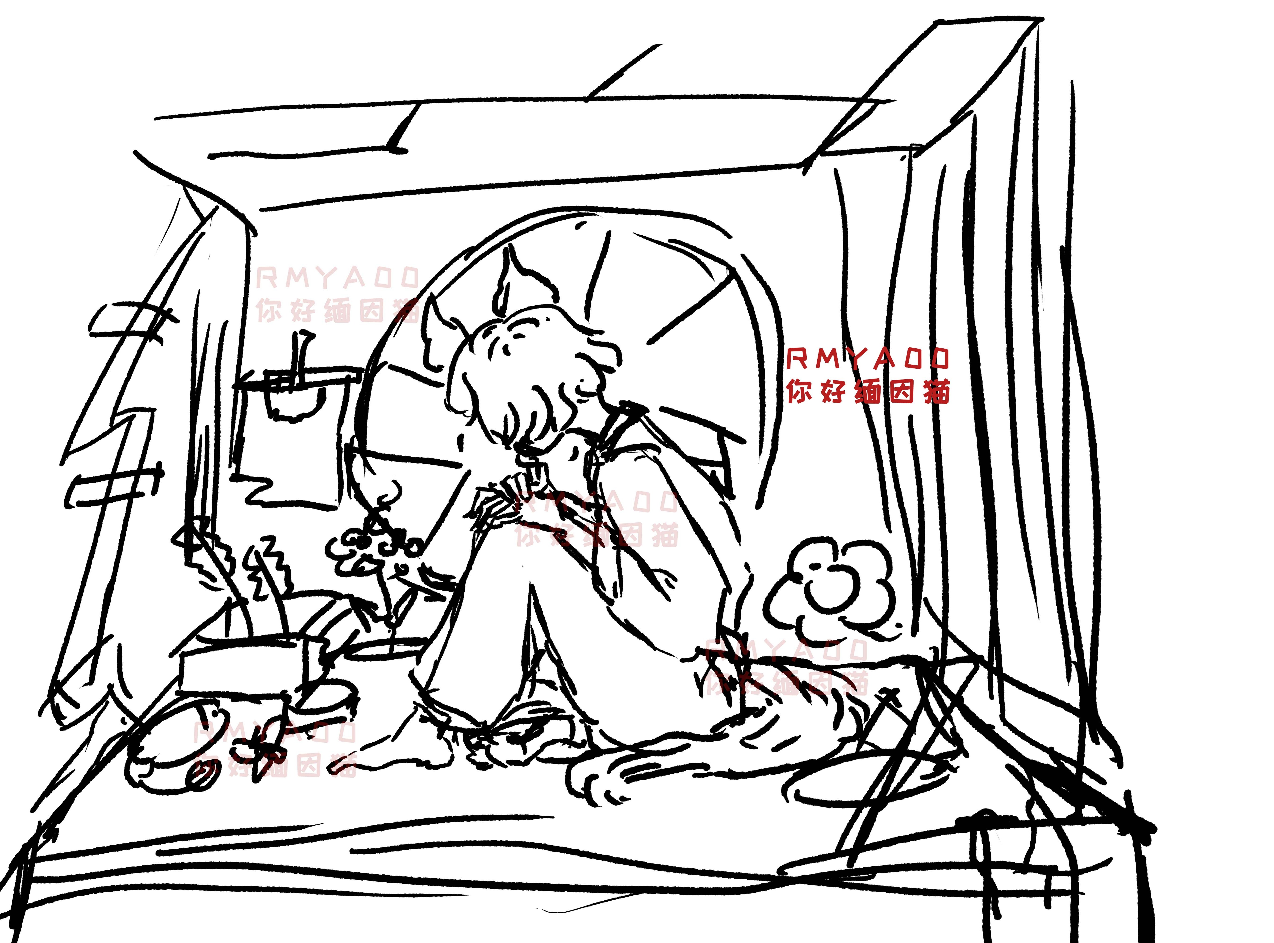 【画师繁星计划】活动-WEEK3你好缅因猫day1草稿_ramya00-站酷ZCOOL