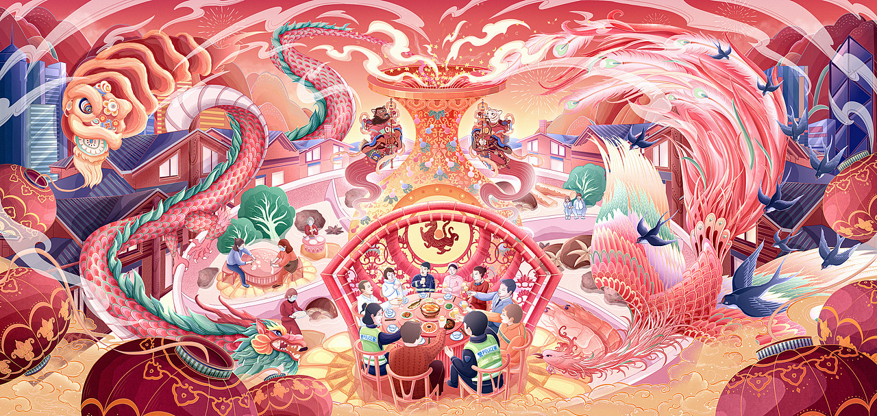 《福庆绵绵》- 虎年迎新春，闹元宵插画_高高高YyG-站酷ZCOOL