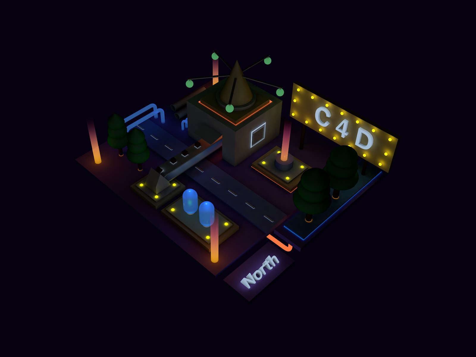 【C4D】2.5D工厂小场景_Northes-站酷ZCOOL