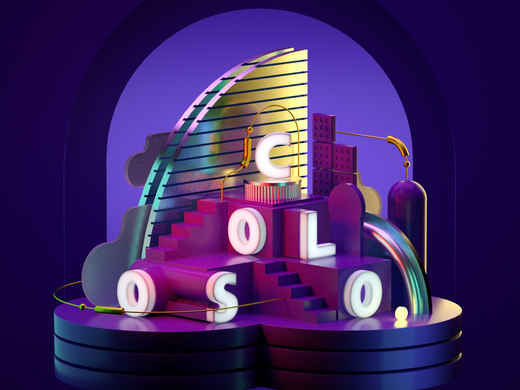 c4d几何体场景搭建及布光，octane渲染_Z48656860-站酷ZCOOL