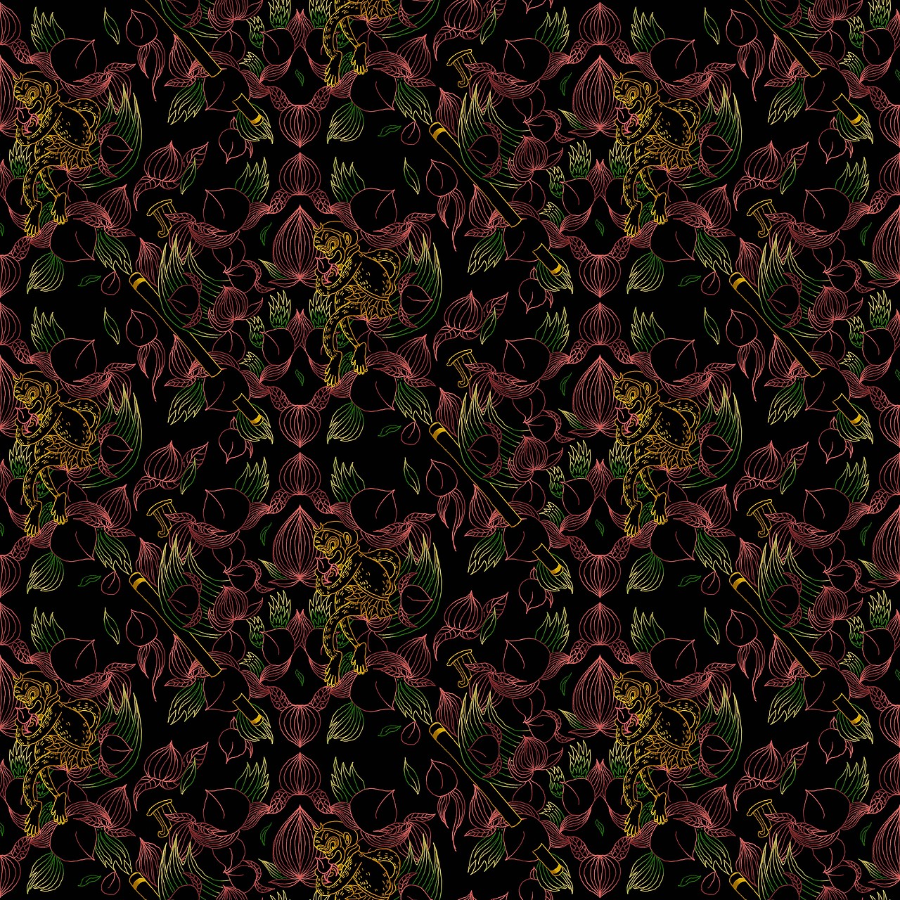 蟠桃园大赏-包装，印花，图案_kuku的KU-站酷ZCOOL