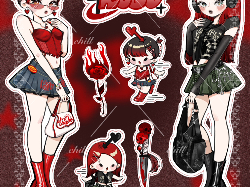 貼紙發放｜COUPLE系列：RED&BLACK_10翅1桶-站酷ZCOOL