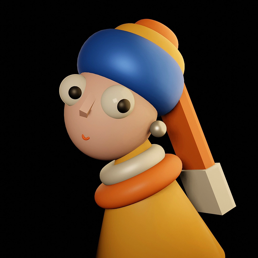 《戴耳环的少女》blender建模练习_卓子lili-站酷ZCOOL