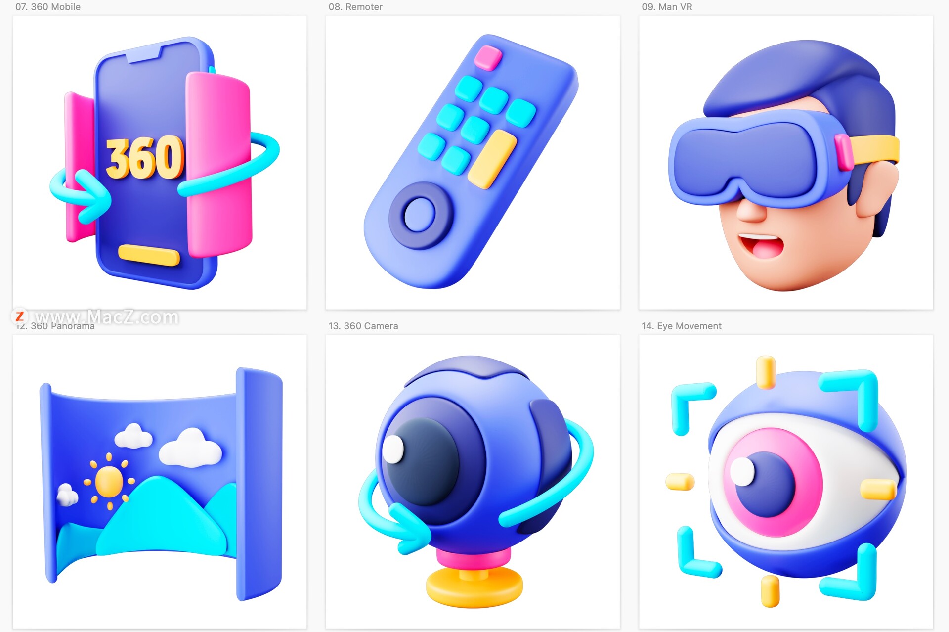 20款AR增强现实VR虚拟现实3D图标合集_柠檬吥萌-站酷ZCOOL