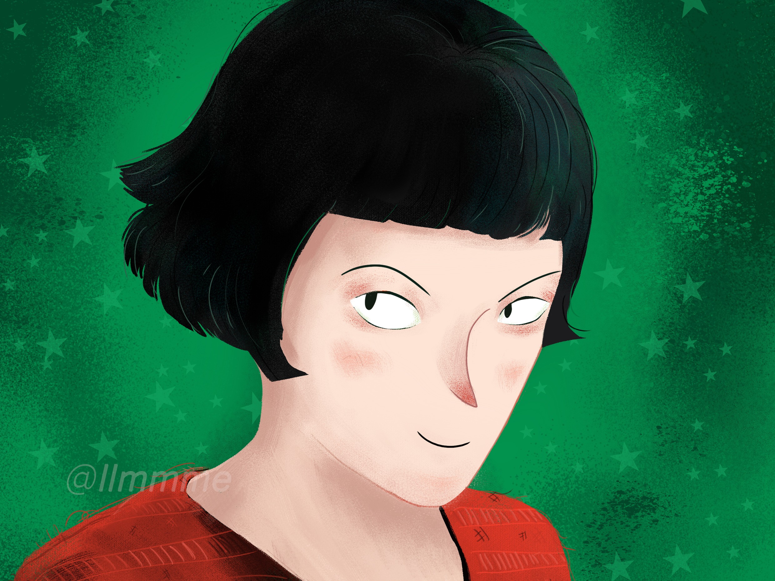 《天使爱美丽》手绘插画_llmmme-站酷ZCOOL