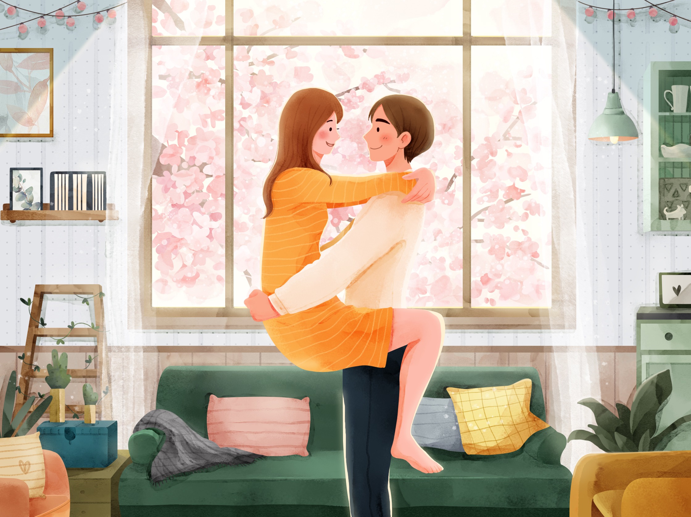 情侣日常插画_sin纯子-站酷ZCOOL