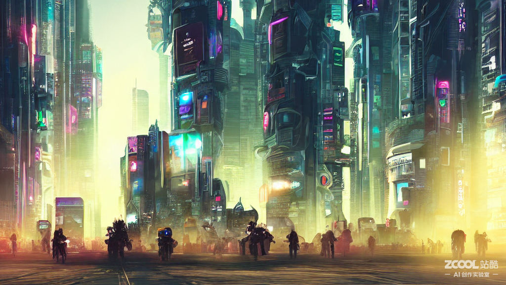#AI创作实验室#赛博朋克机器人与人类_弥洛川-站酷ZCOOL