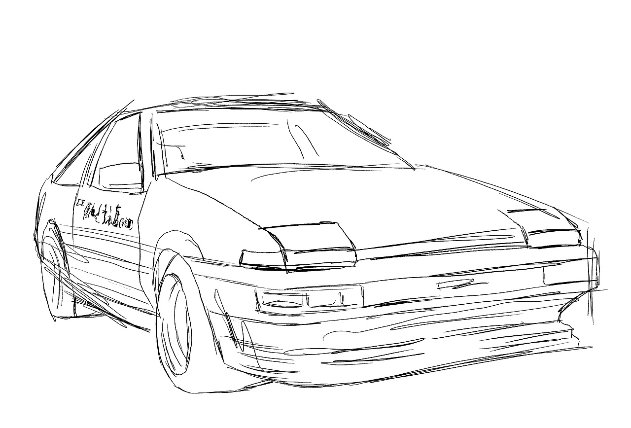 汽车手绘 AE86 头文字D_拿画笔的APE-站酷ZCOOL