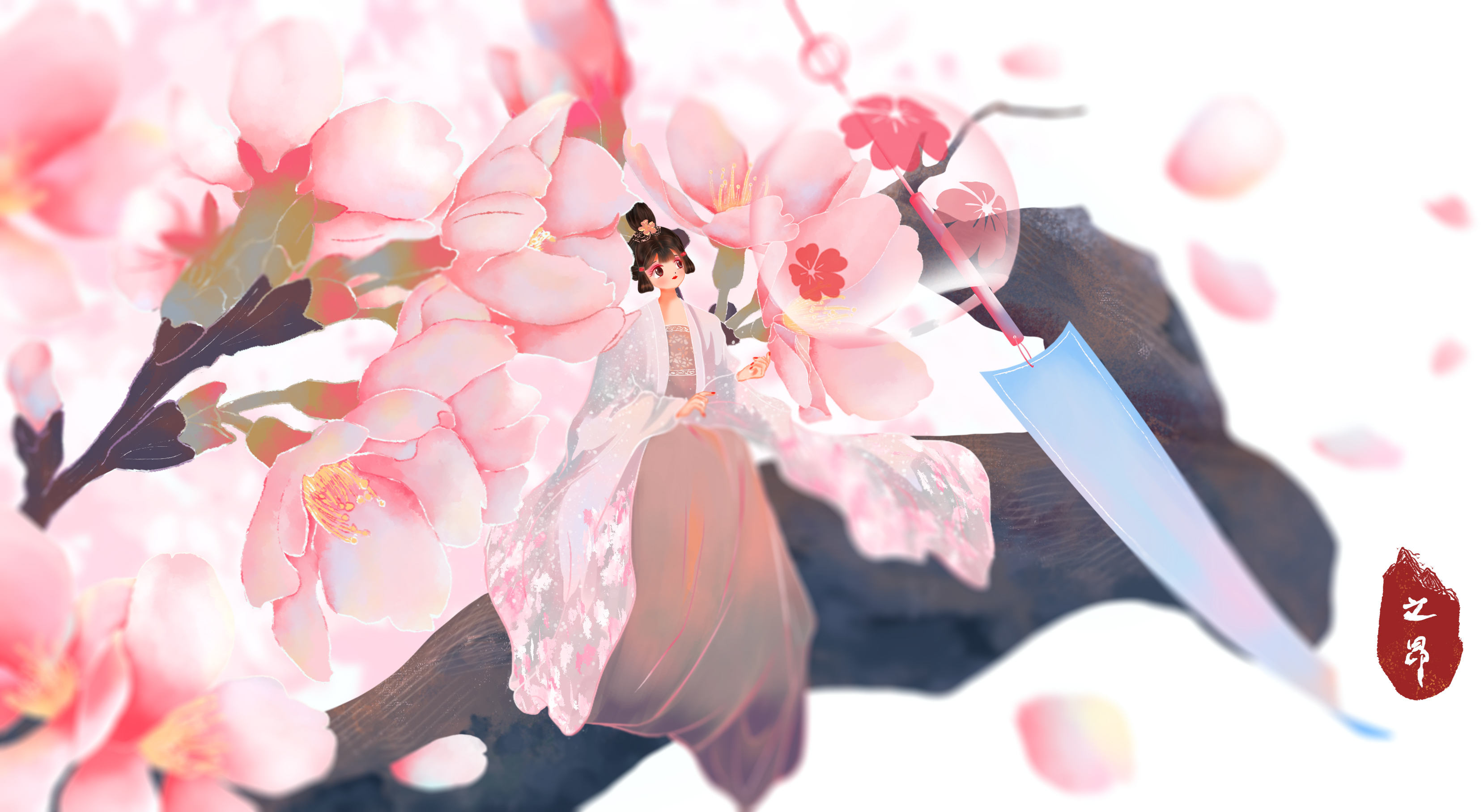 原创古风插画之【樱】_zhiang之昂-站酷ZCOOL
