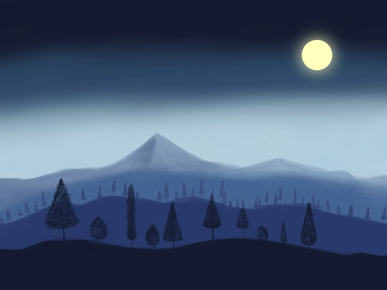 夜幕下的森林——procreate练习稿（2）_Jason_closer-站酷ZCOOL