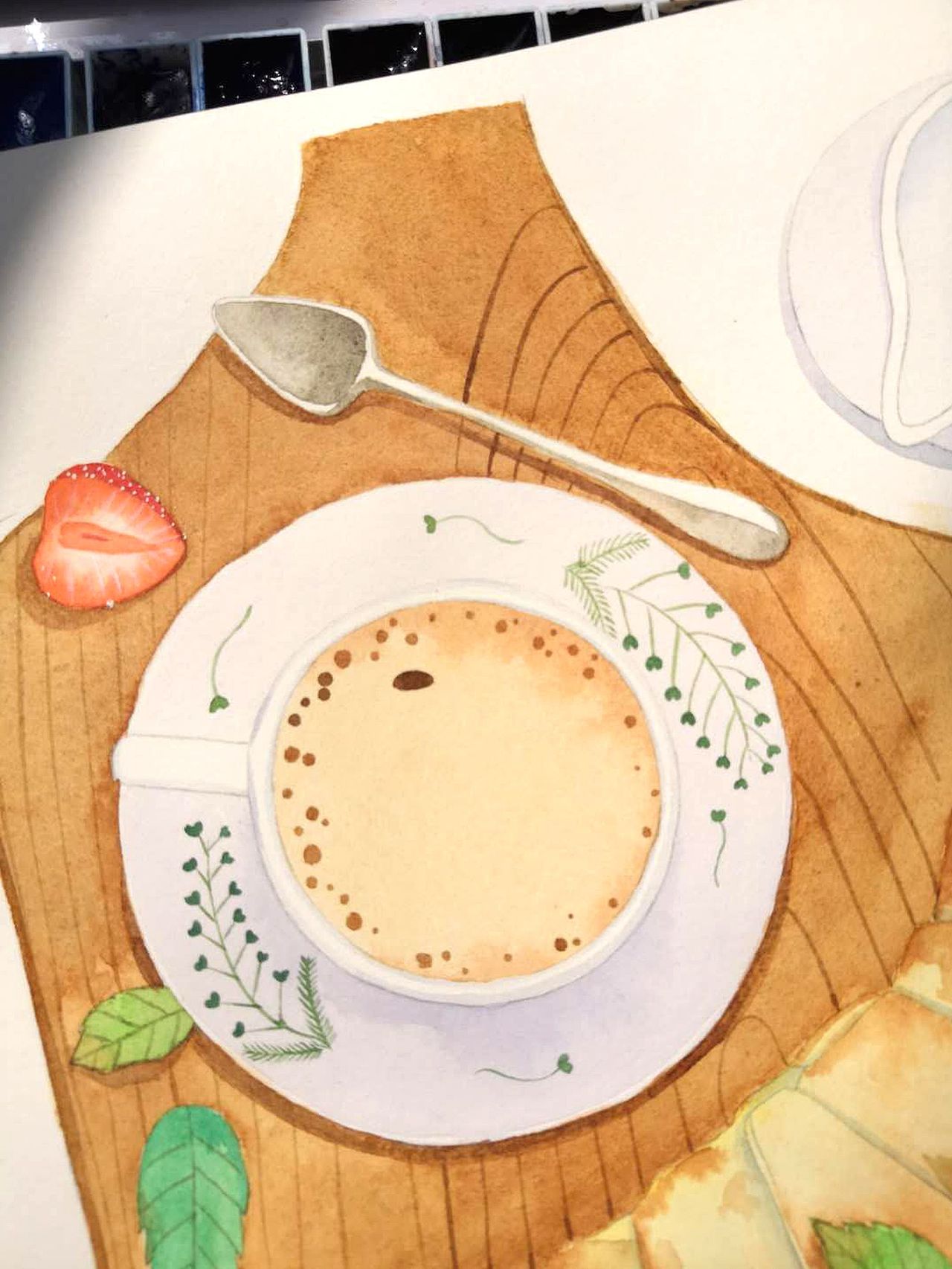 美食2——牛角面包，咖啡☕。_彭Hailey-站酷ZCOOL