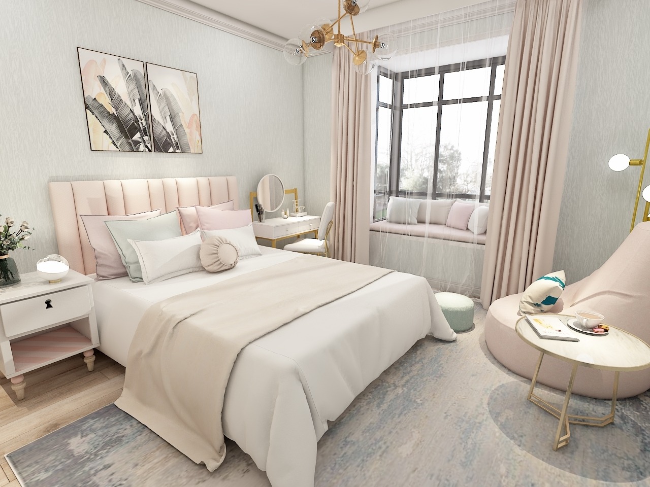 粉色少女卧室_Zsy--烁-站酷ZCOOL