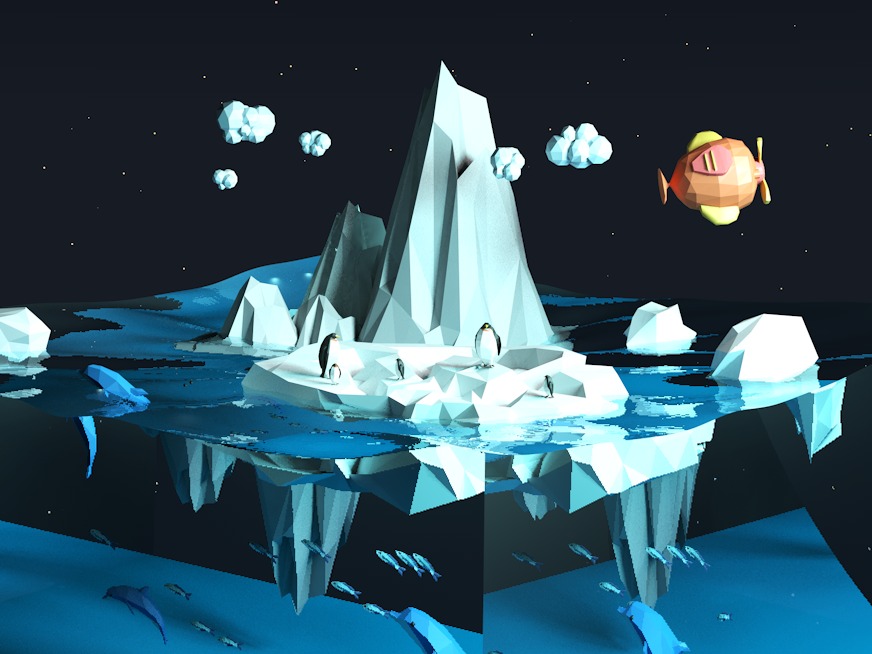 C4D低多面风格小冰山_小彤彤不爱吃辣椒-站酷ZCOOL